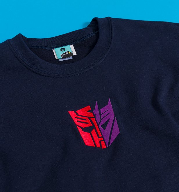 Transformers Embroidered Autobots And Decepticons Navy Sweater