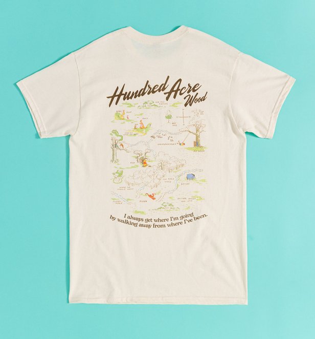 Disney Winnie The Pooh Hundred Acre Wood Map Natural T-Shirt With Back ...