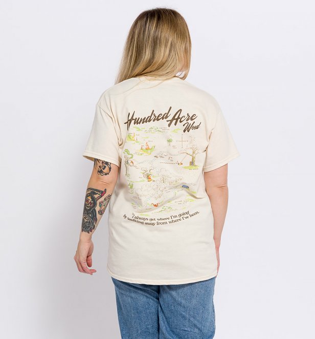 Disney Winnie The Pooh Hundred Acre Wood Map Natural T-Shirt With Back ...